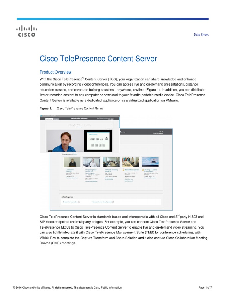Características Cisco Content | PDF | Streaming Media | Videotelephony