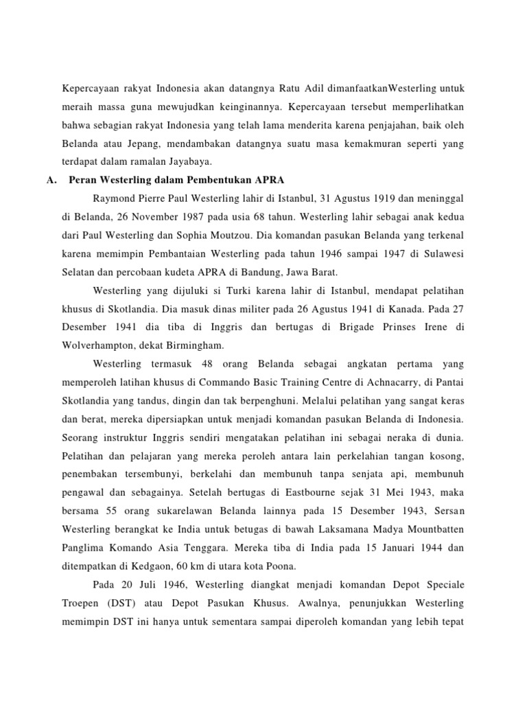 Manipulasi Mitos Ratu Adil oleh APRA | PDF | Sejarah | Agama ...