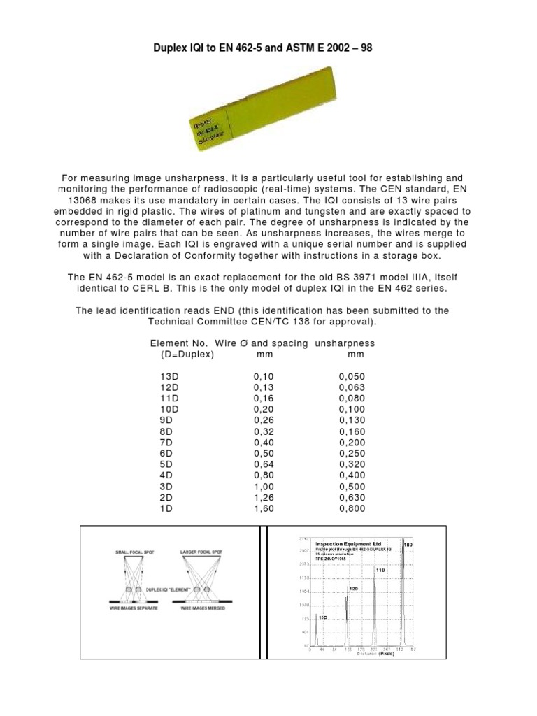 Duplex IQI To en 462 | PDF