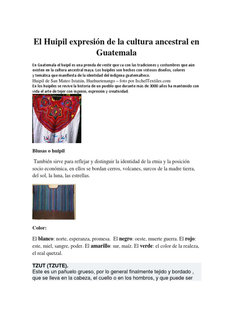 Significado y tradición del huipil | PDF | Guatemala | Ropa