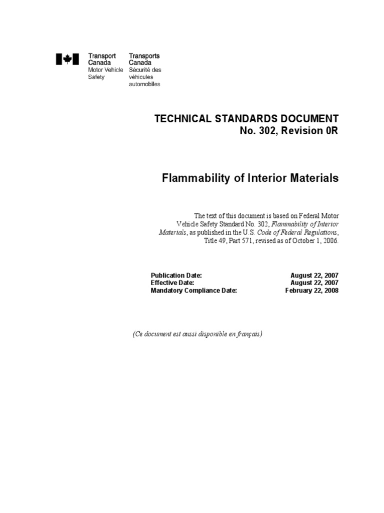 CMVSS 302 Canada | PDF | Vehicles | Automobile Safety