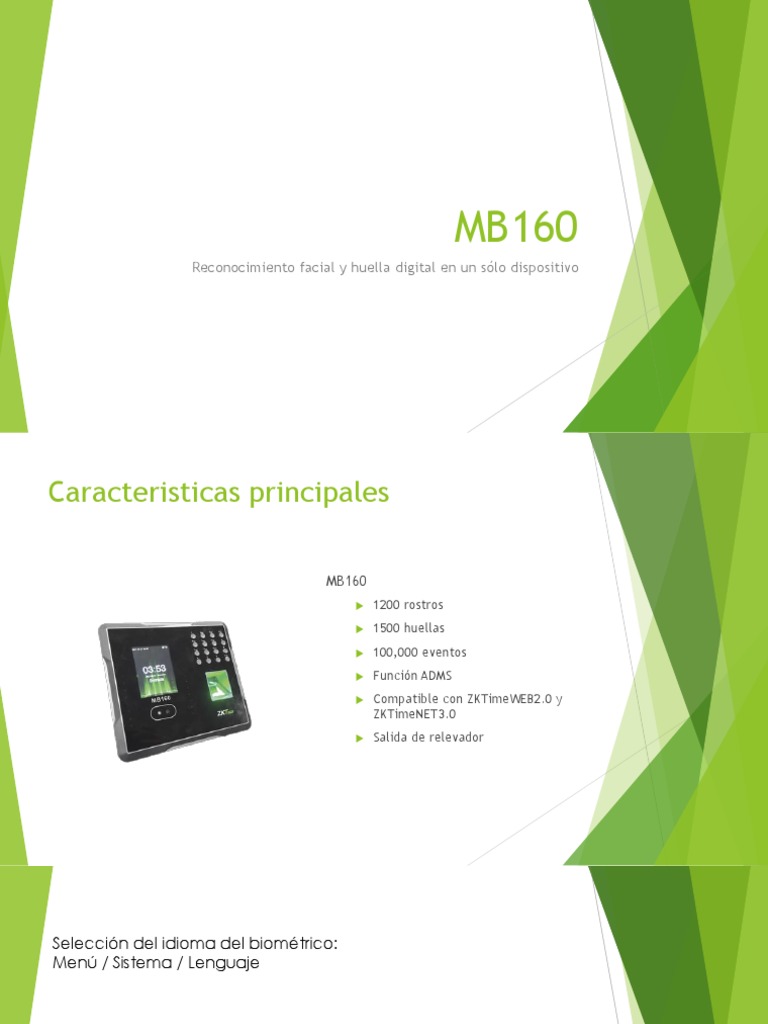 706-Mb160 - Funciones Principales de Los Equipos de Zkteco | PDF ...