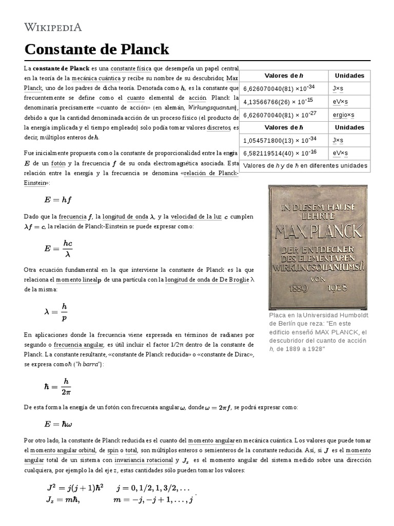 Constante de Planck | PDF | Diodo emisor de luz | Principio de ...