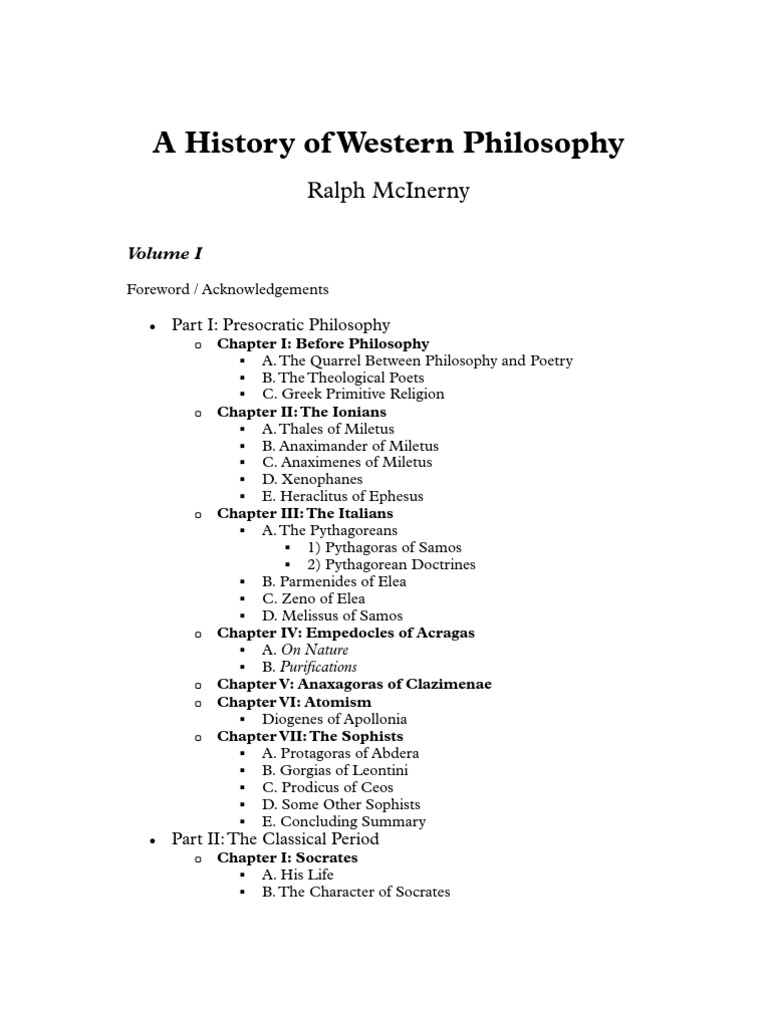 A History of Western Philosophy - Ralph McInerny | PDF A History of Western Philosophy - Ralph McInerny | PDF