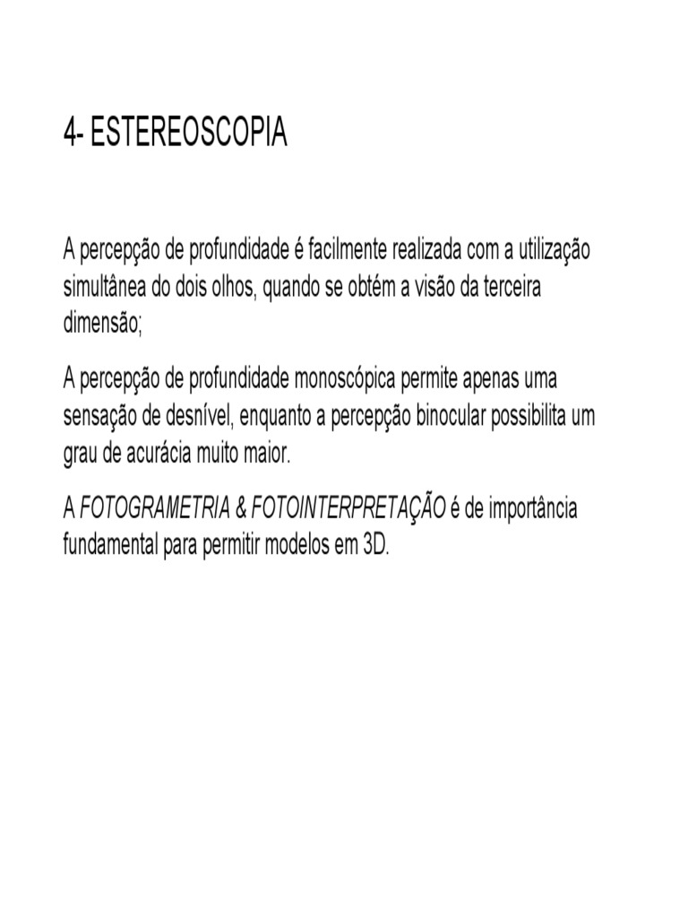 Visão Estereoscópica e suas Aplicações na Fotogrametria | PDF ...
