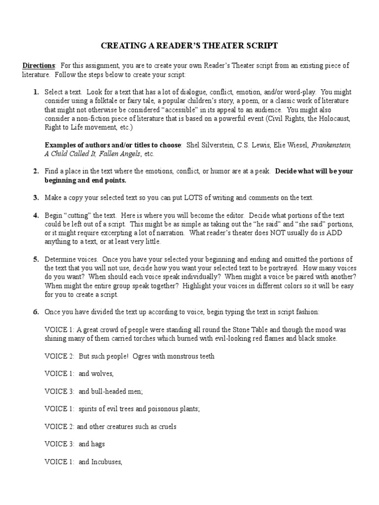 Reader's Theater Script Guide | PDF