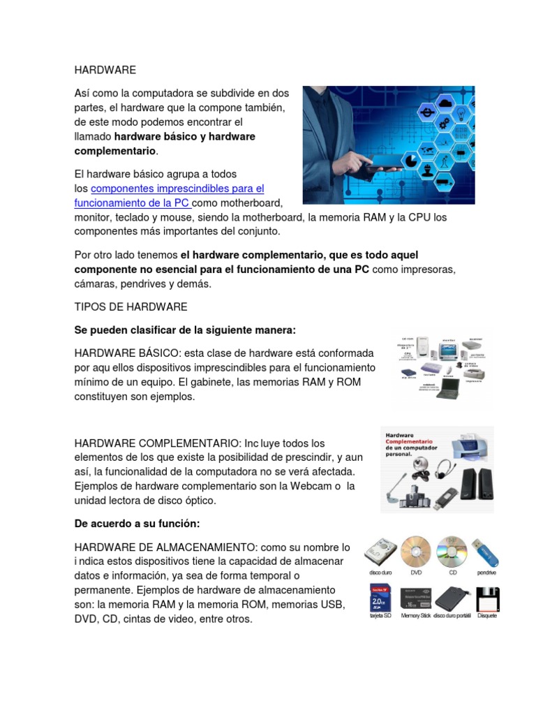 Hardware | PDF | Hardware de la computadora | Software