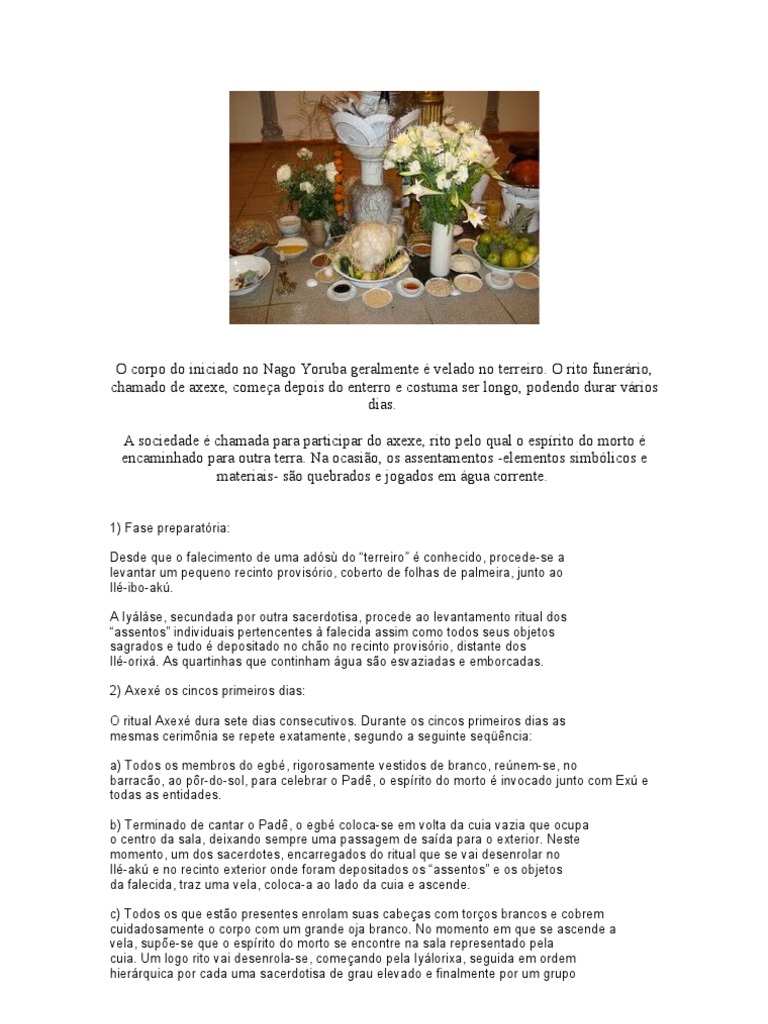 Ritual Funerario Da Nação Dos Orixás (Sirrum, Arisun, Axexe) | PDF ...