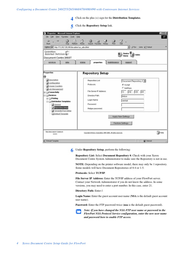 Configuring A Document Centre 240/255/265/460/470/480/490 With ...