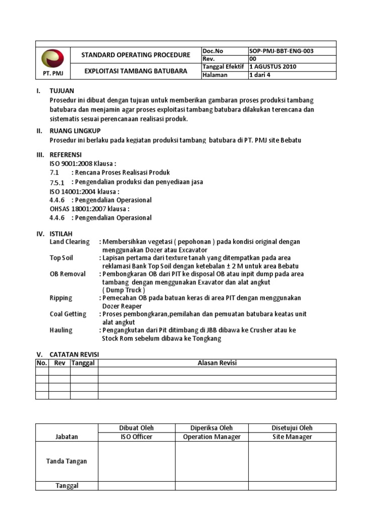 SOP Sampling Batubara | PDF