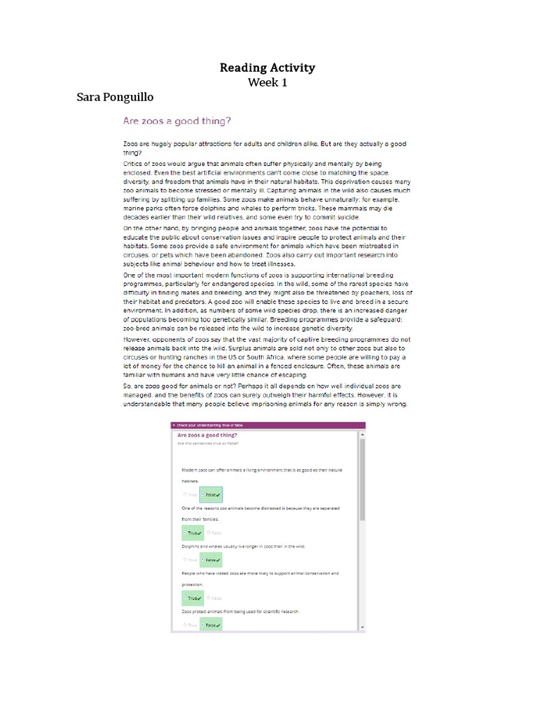 Reading Activity Week 1 Sara Ponguillo | PDF