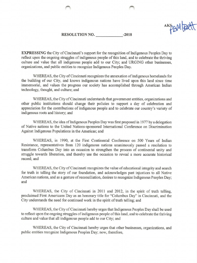 Indigenous Peoples' Day Resolution | PDF