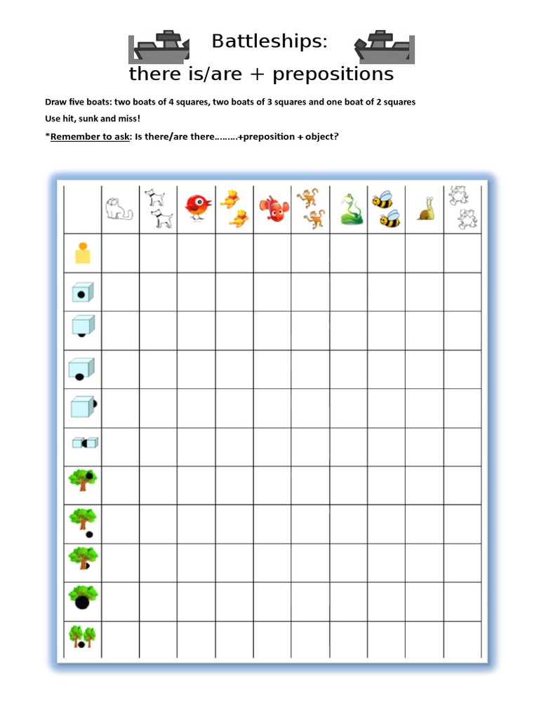 Battleship Game: Grammar & Drawing Guide | PDF