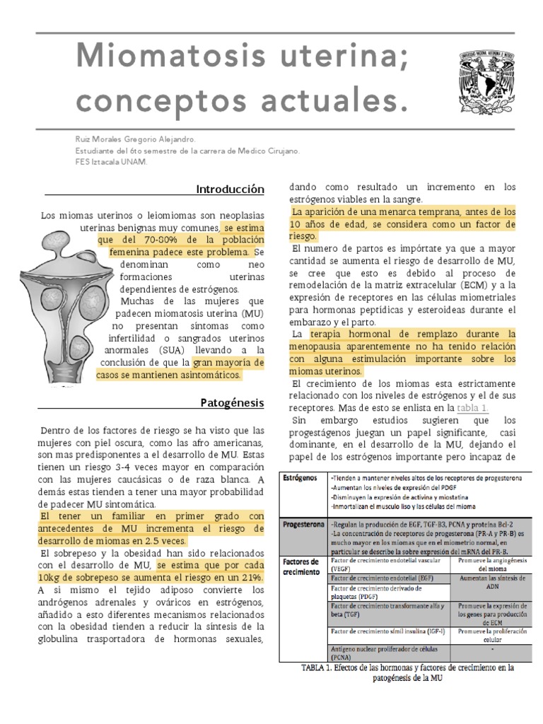 Miomas Uterinos | PDF | Obesidad | Especialidades Medicas
