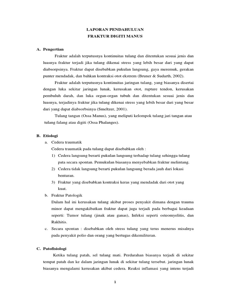 Fraktur Digiti Manus: Pengertian dan Penanganan | PDF