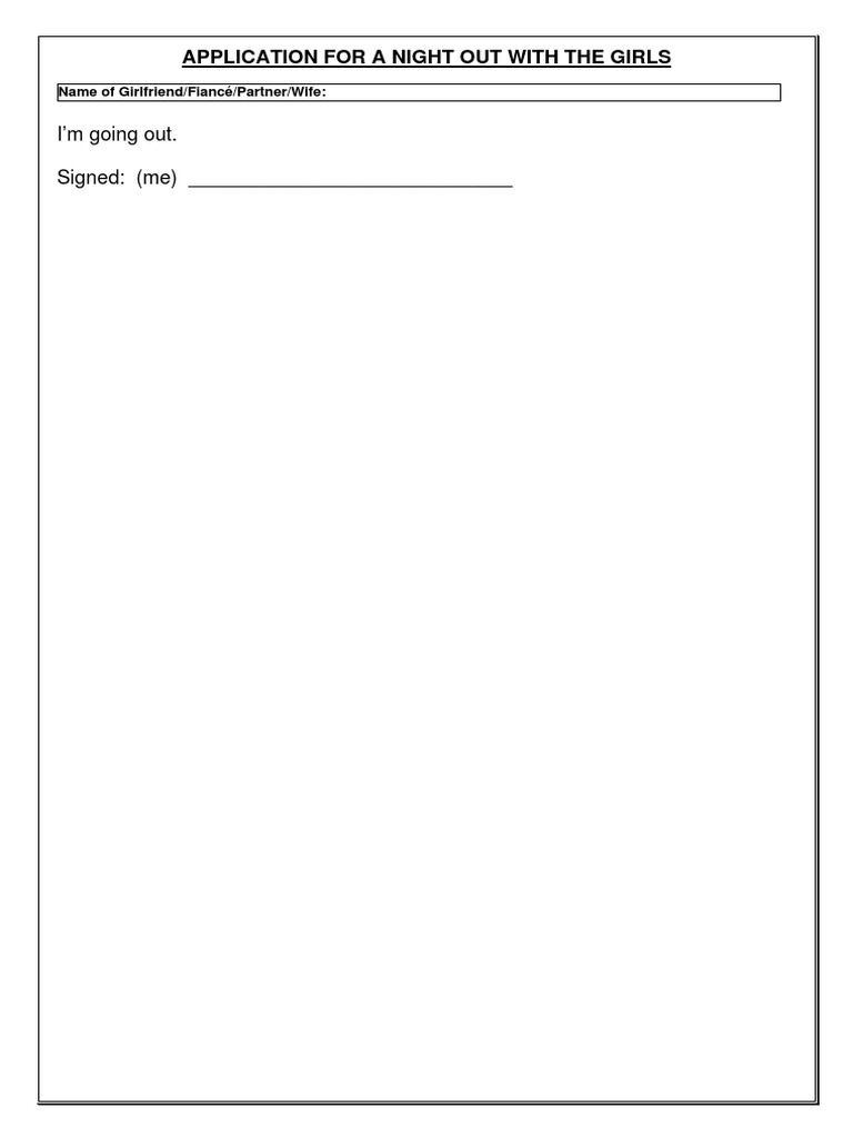 Wife Night Out Permission Slip | PDF