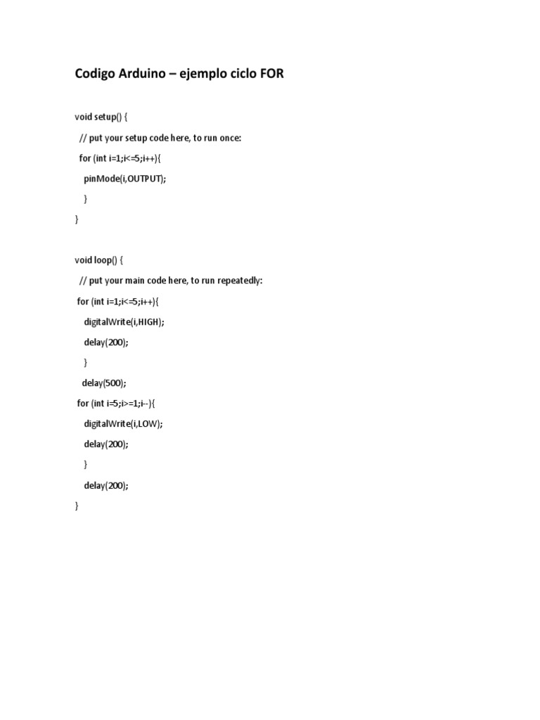 Codigo Basico Arduino (For) | PDF
