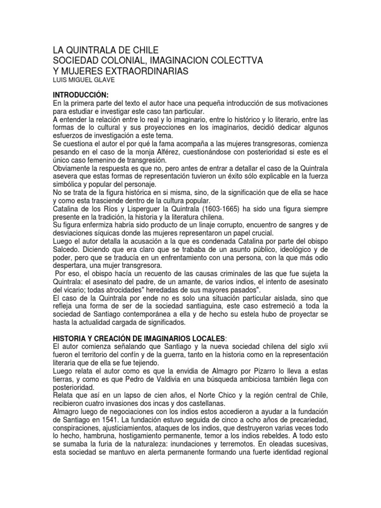 La Quintrala de Chile | PDF | Santiago