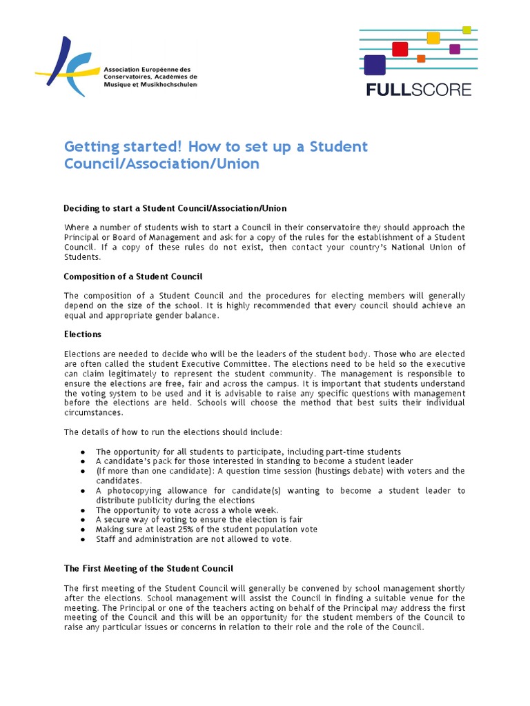 Getting Started! How To Set Up A Student Council/Association/Union ...