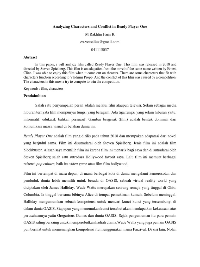 Analysis Ready Player One Characters | PDF | Dewasa Muda