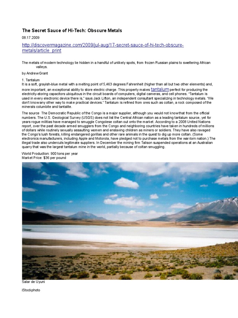 Mining Obscure Metals | PDF | Lithium | Metals