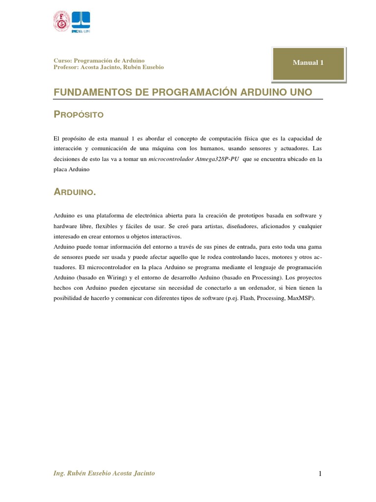 Manual Básico de Arduino Uno | PDF | Electrónica | Corriente eléctrica