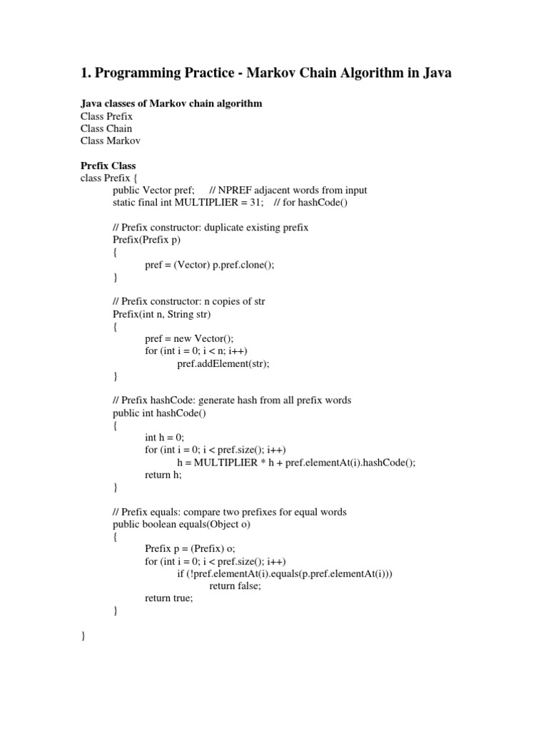 Markov Chain Algorithm in Java | PDF | Control Flow | Applied Mathematics