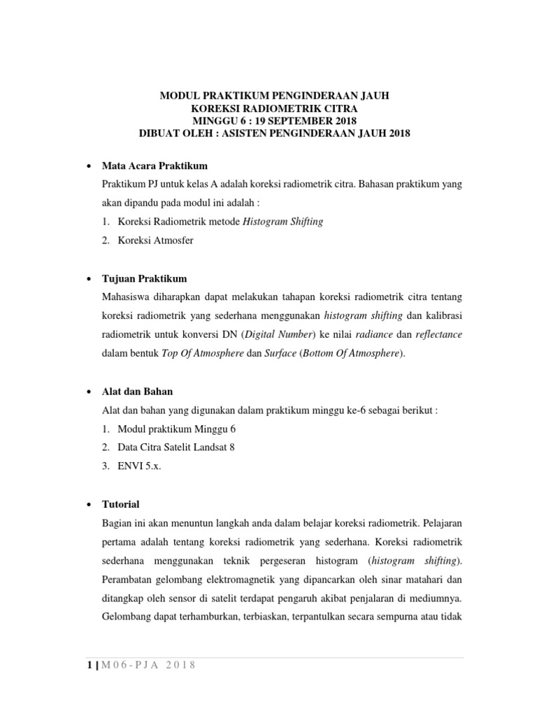 Tutorial Koreksi Radiometrik Citra | PDF