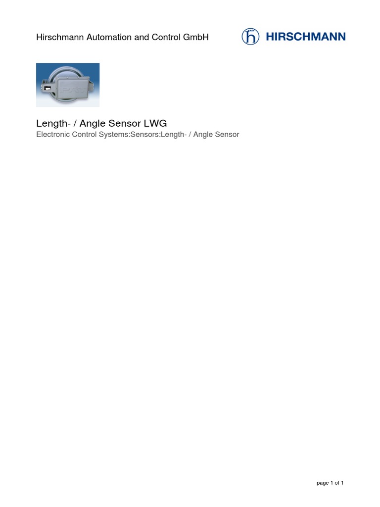 Length/Angle Sensors by Hirschmann | PDF