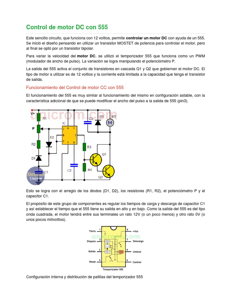 Control de Velocidad para Motor DC | PDF | Transistor | Dispositivos ...