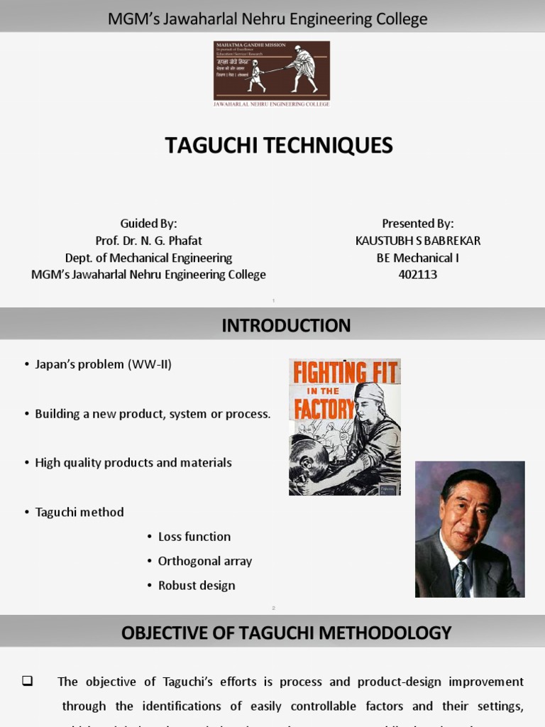 On Taguchi Techniques | PDF | Mathematical Optimization | Teaching ...