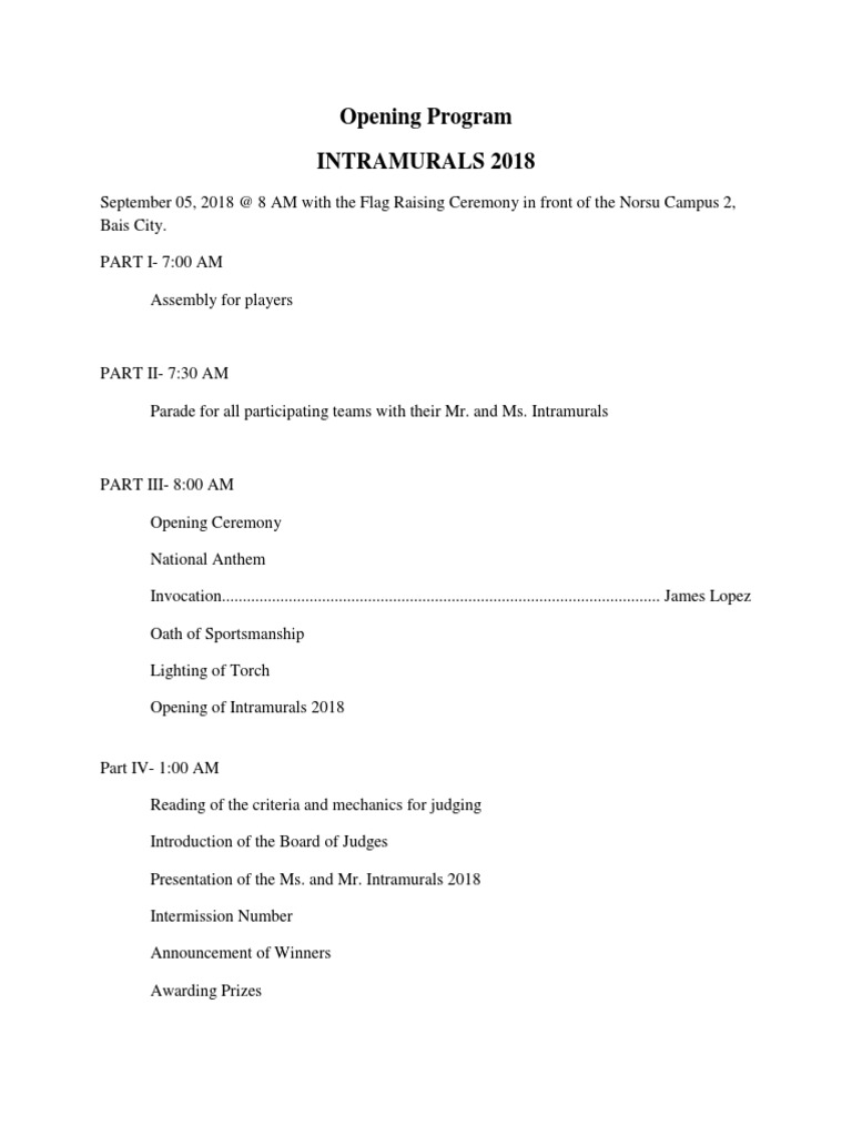 Kickoff Ceremony Kicks Off Intramurals 2018 Competition | PDF