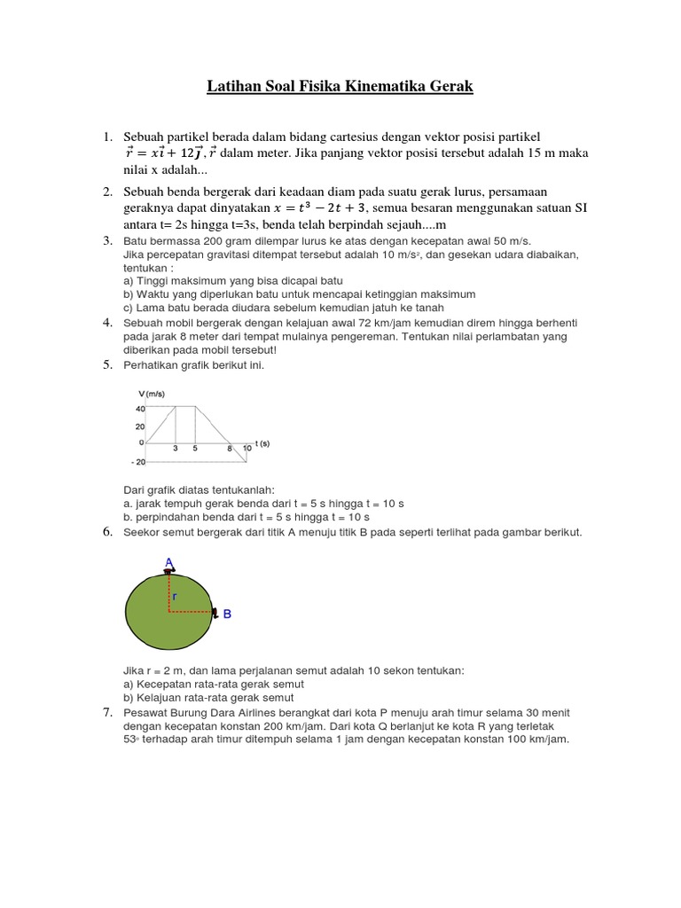 Latihan Soal Fisika Kinematika Gerak | PDF