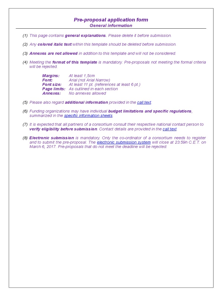 Pre-Proposal Application Form: General Information | PDF | Business