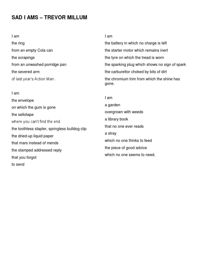 Poem Sad I Ams | PDF