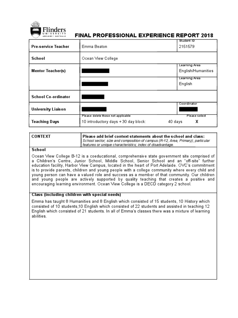 Fourth Year Final Report | PDF | Schools | Teachers