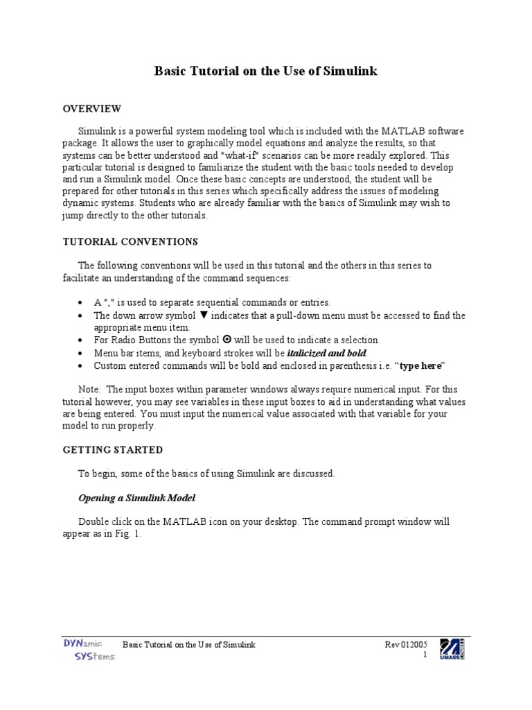 Basic Simulink Tutorial 012005 Download Free Pdf Parameter Computer Programming Matlab
