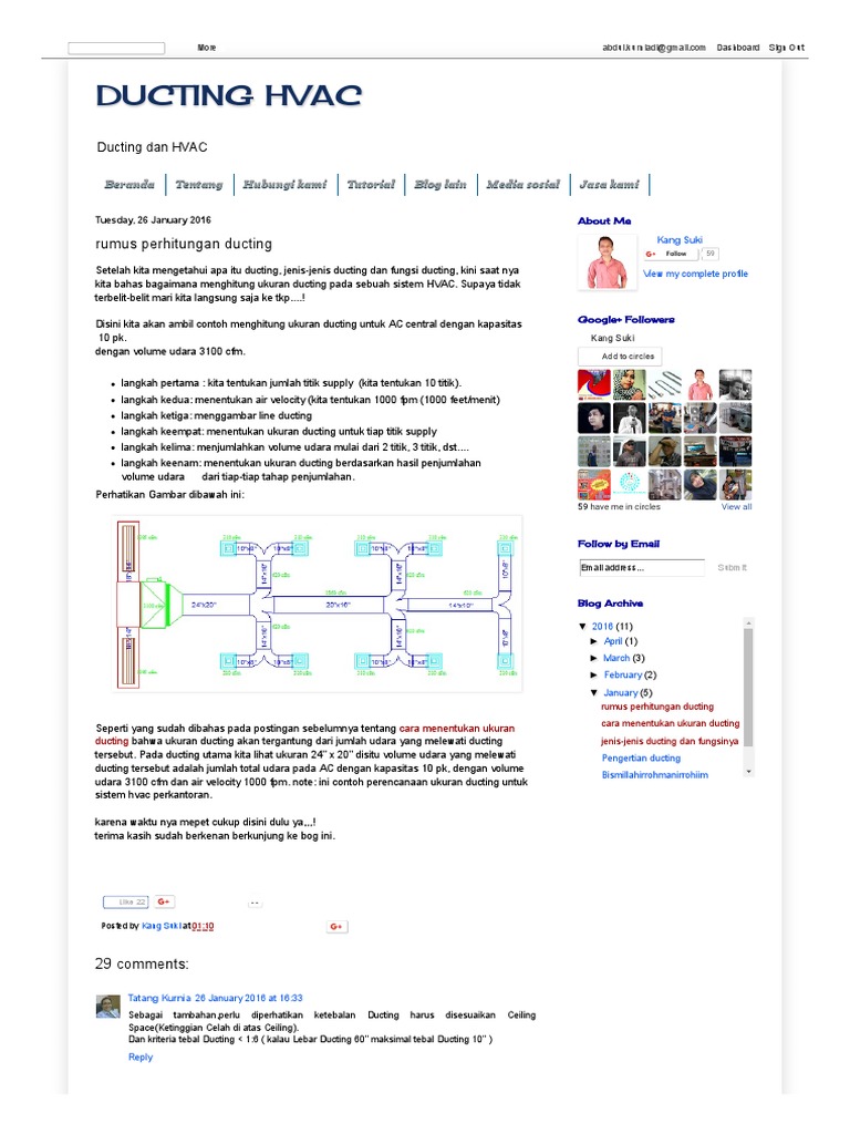 DUCTING HVAC - Rumus Perhitungan Ducting | PDF