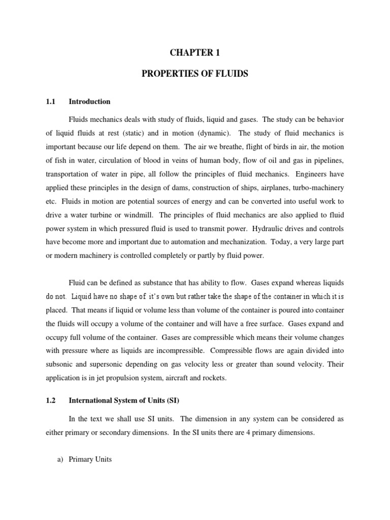 Properties of Fluids: Mechanics Overview | PDF | Viscosity | Surface ...