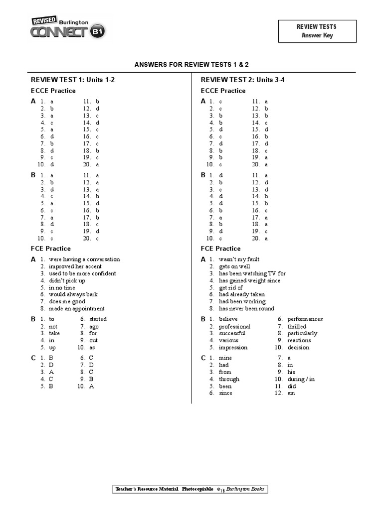 Answers For Review Tests 1 & 2 | PDF