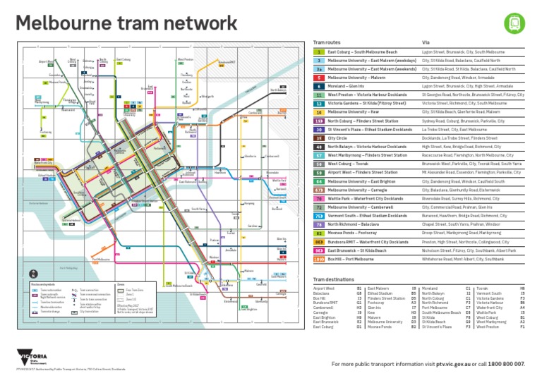PTV Tram Network Map 2017 | PDF | Melbourne | Light Rail