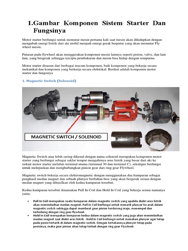 Gambar Komponen Sistem Starter Dan Fungsinya | PDF