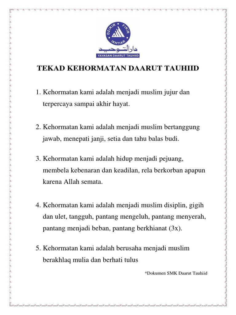 Tekad Kehormatan DT | PDF