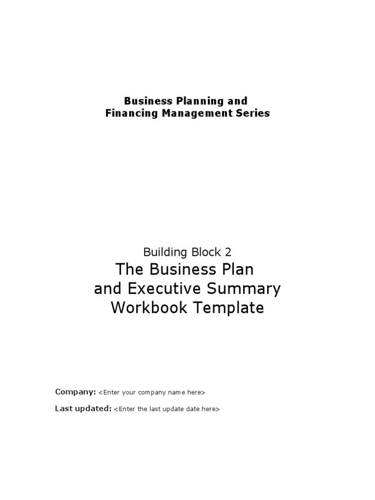The Business Plan and Executive Summary Workbook Template | PDF ...