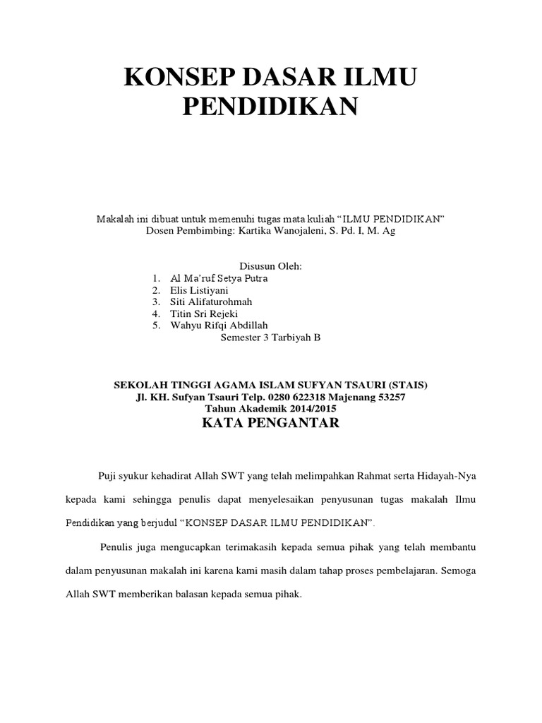 Konsep Dasar Ilmu Pendidikan Pdf