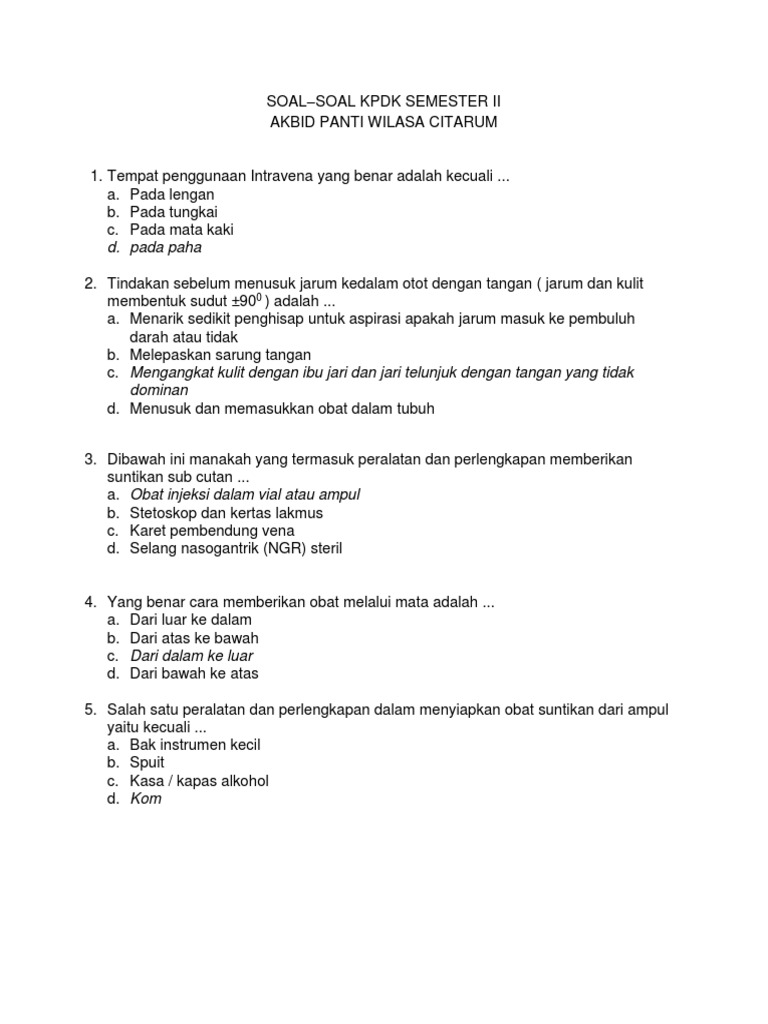 Soal KDPK Semester 2 | PDF