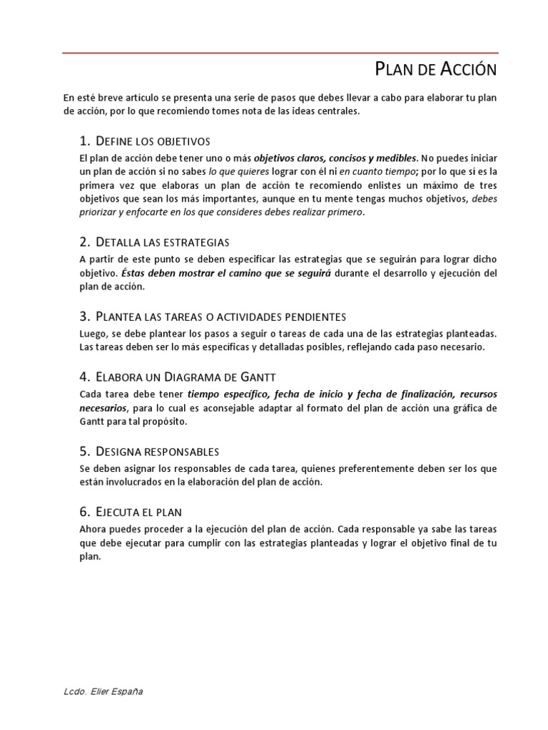 Como Elaborar Un Plan de Accion | PDF | Business