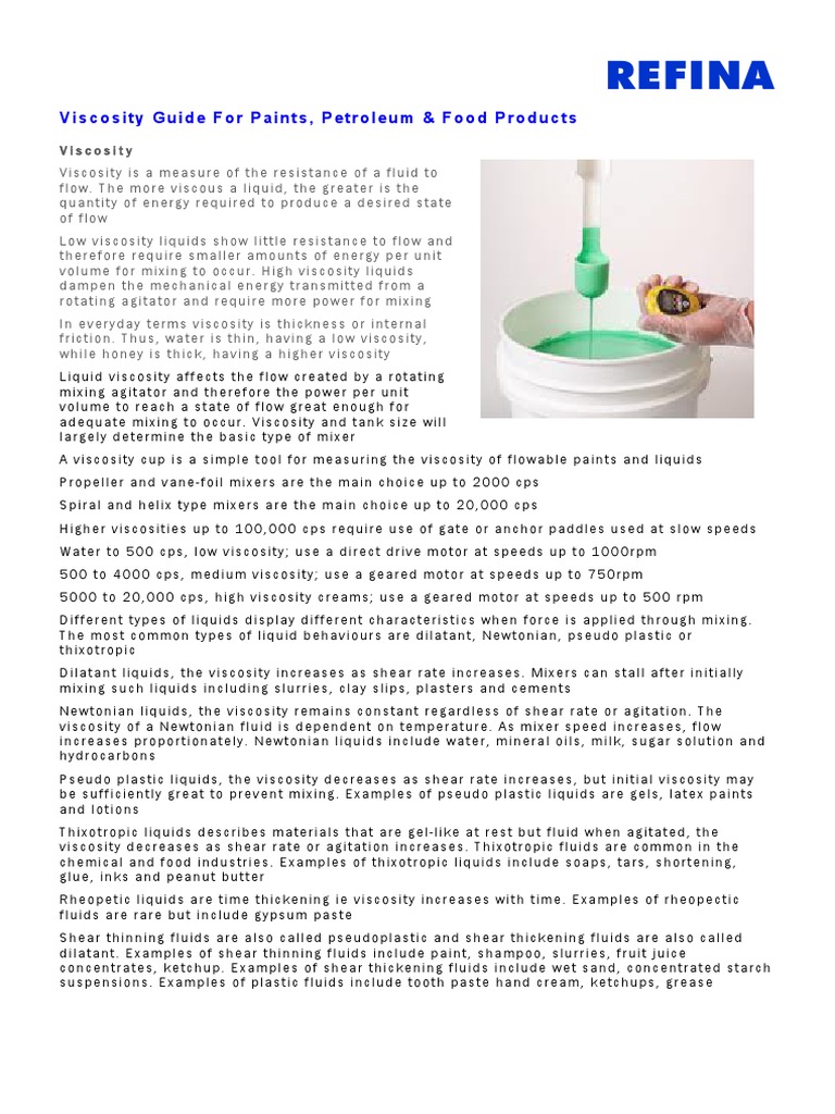 Viscosity Guide Chart | PDF | Viscosity | Liquids