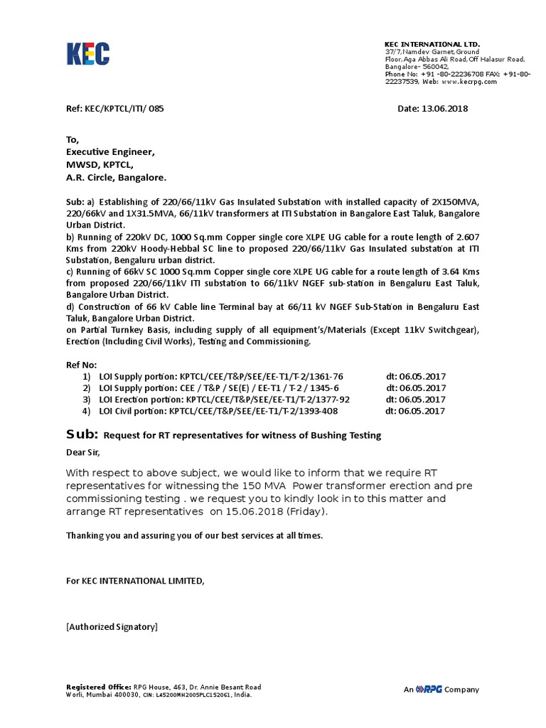Dismantling Letter | PDF | Electrical Substation | Transformer
