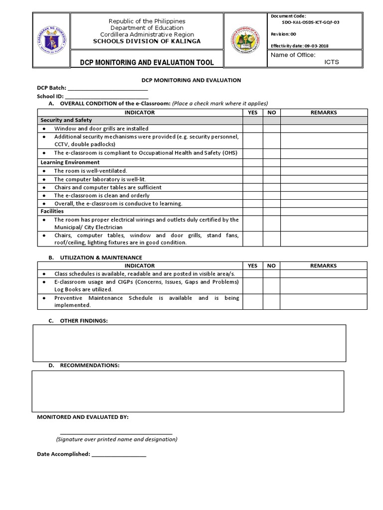 DCP Monitoring & Evaluation Tool Final | PDF
